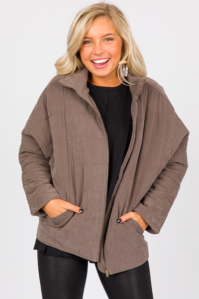 Quilted Squares Jacket, Charcoal - SALE - The Blue Door Boutique