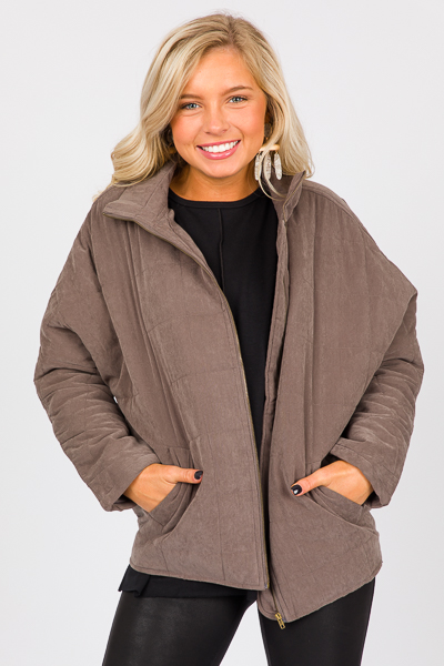 Quilted Squares Jacket, Charcoal - SALE - The Blue Door Boutique