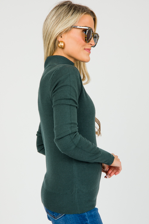 Lorna Mock Neck, Hunter - New Arrivals - The Blue Door Boutique