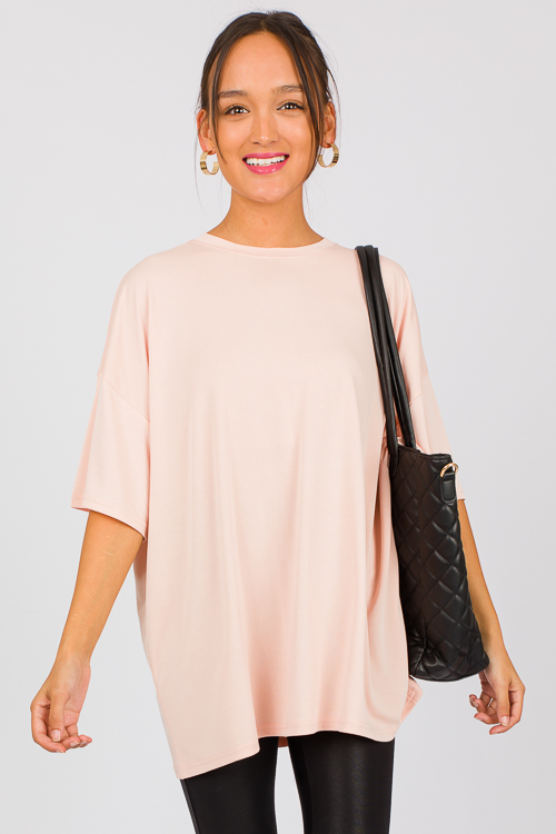 Modal Tunic Tee, Blush - New Arrivals - The Blue Door Boutique