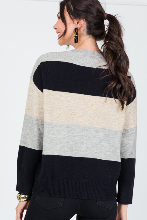 Nelly Neutral Stripe Sweater - SALE - The Blue Door Boutique