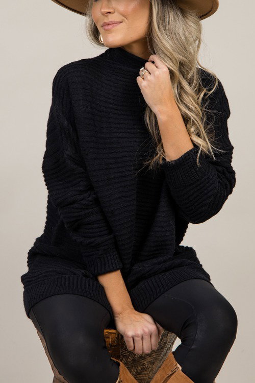 Raya Rib Sweater, Black - Tops - The Blue Door Boutique