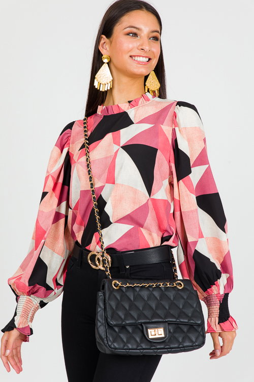 Go Geo Blouse, Mauve - Sale - The Blue Door Boutique