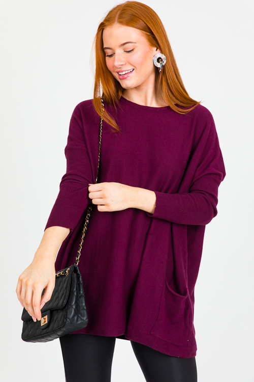 Marti Pocket Sweater, Mulberry - New Arrivals - The Blue Door Boutique