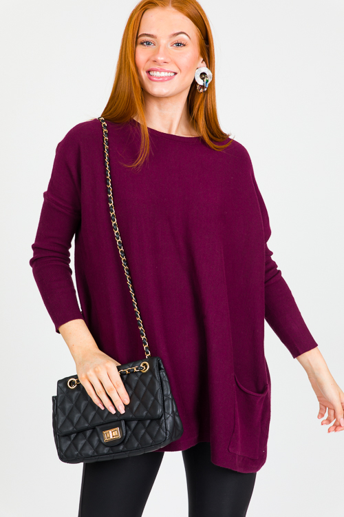 Marti Pocket Sweater, Mulberry - New Arrivals - The Blue Door Boutique