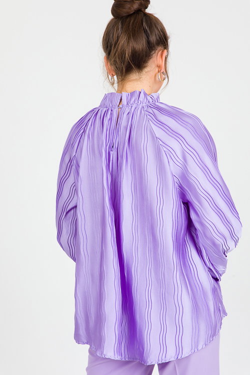 Pleat Texture Blouse, Lavender - Tops - The Blue Door Boutique