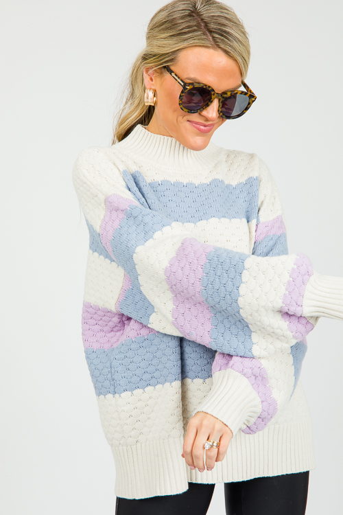 Kylie Stripe Sweater, White/Lt. Blue - New Arrivals - The Blue Door ...
