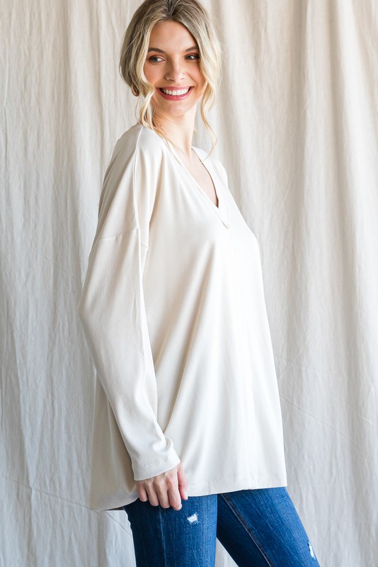 Fuller Ribbed Tunic, Ivory - New Arrivals - The Blue Door Boutique