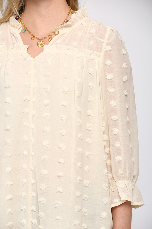 Ruby Puff Spots Blouse, Cream - New Arrivals - The Blue Door Boutique