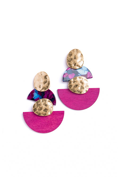 Acrylic Wedge Earring, Fuchsia - Jewelry - Accessories - The Blue Door ...