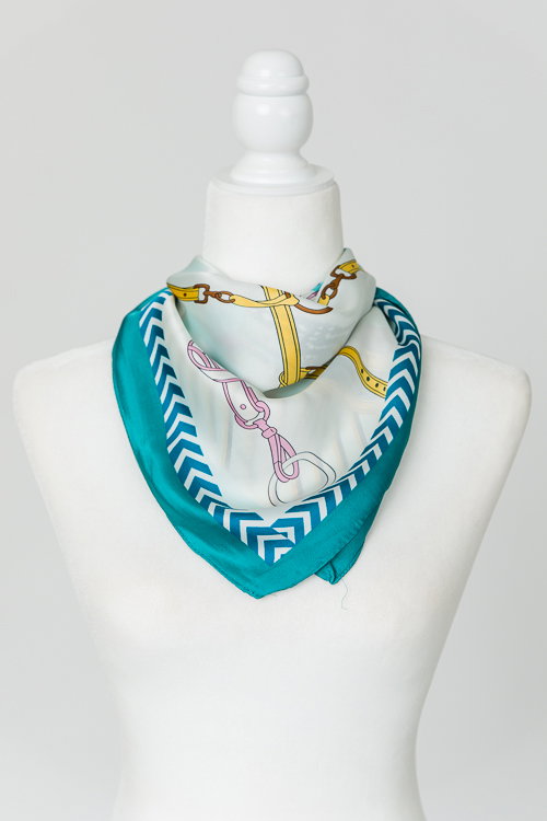 Chained In Chevron Scarf, Teal - Accessories - The Blue Door Boutique
