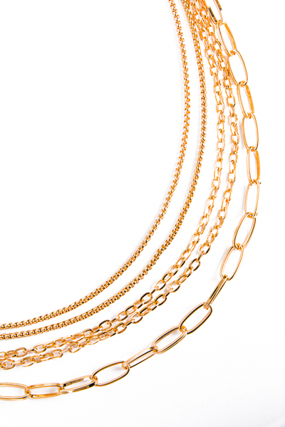 5 Row Chain Layered Necklace - Accessories - The Blue Door Boutique