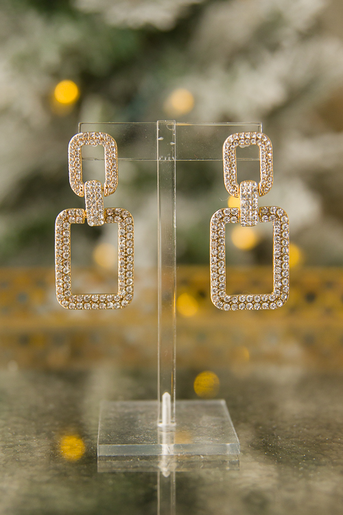 Crystal & Link Rectangle Earring - Jewelry - Accessories - The Blue ...