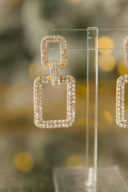 Crystal & Link Rectangle Earring - Jewelry - Accessories - The Blue ...