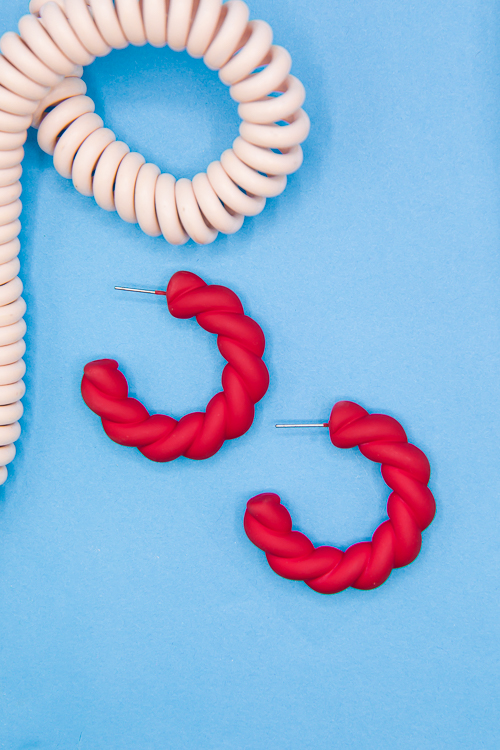 Twist Acrylic Hoops, Red - Jewelry - Accessories - The Blue Door Boutique
