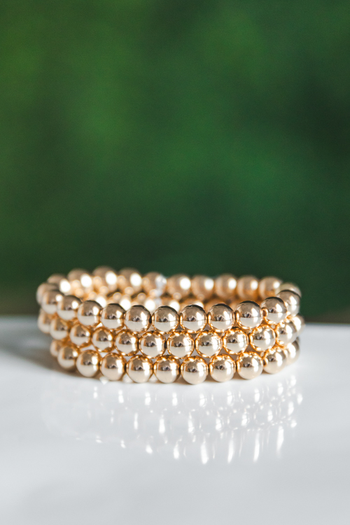 Triple Row Bracelet, Gold - Jewelry - Accessories - The Blue Door Boutique