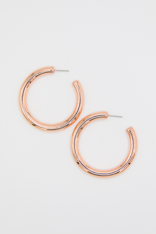 50mm Tube Hoops, Rose Gold - Jewelry - Accessories - The Blue Door Boutique