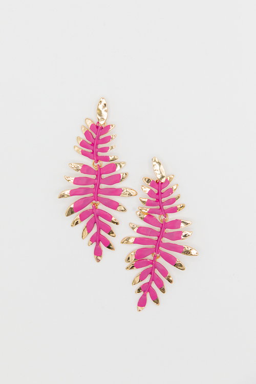 Color Coated Leaf Earring, Fuchsia - Jewelry - Accessories - The Blue ...