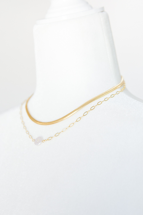 Round Pearl & Snake Chain Necklace - Jewelry - Accessories - The Blue ...