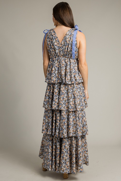 Ruffle Layer Floral Maxi, Black - New Arrivals - The Blue Door Boutique