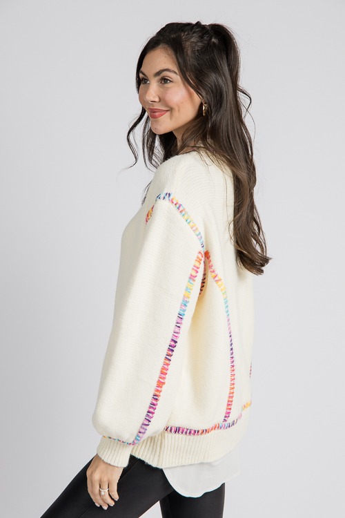 Riley Rainbow Stitch Sweater, Cream - New Arrivals - The Blue Door Boutique
