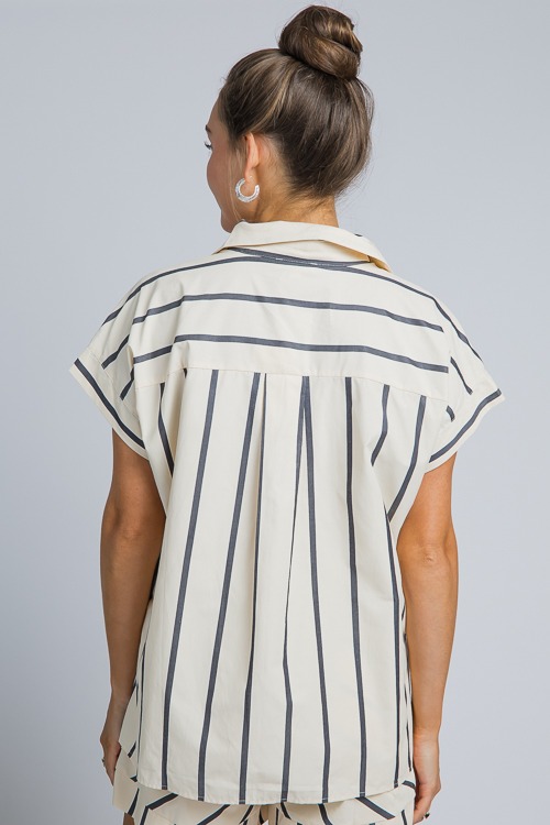 Sally Stripe Button Down - New Arrivals - The Blue Door Boutique
