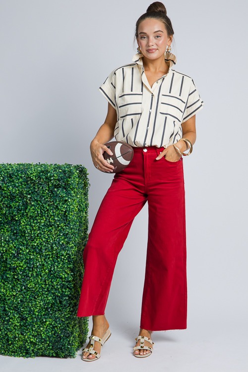 Sally Stripe Button Down - New Arrivals - The Blue Door Boutique