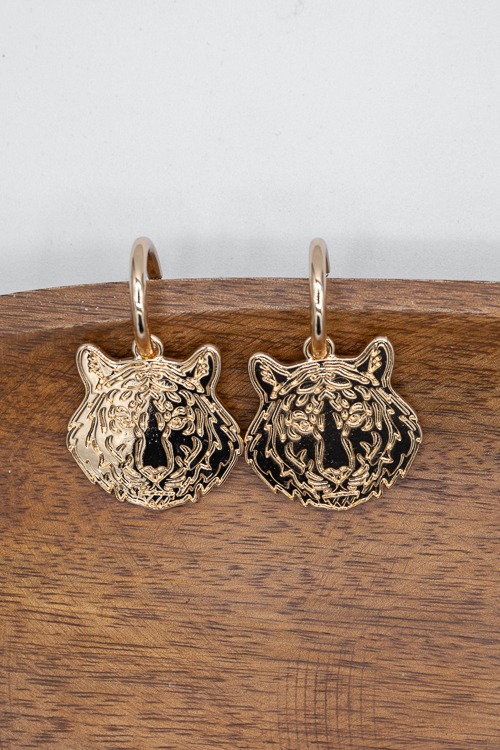 Tiger Dangle Hoops - New Arrivals - The Blue Door Boutique