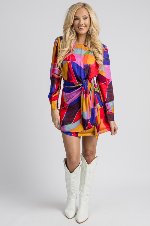 Multi Mosaic Wrap Dress - SALE - The Blue Door Boutique