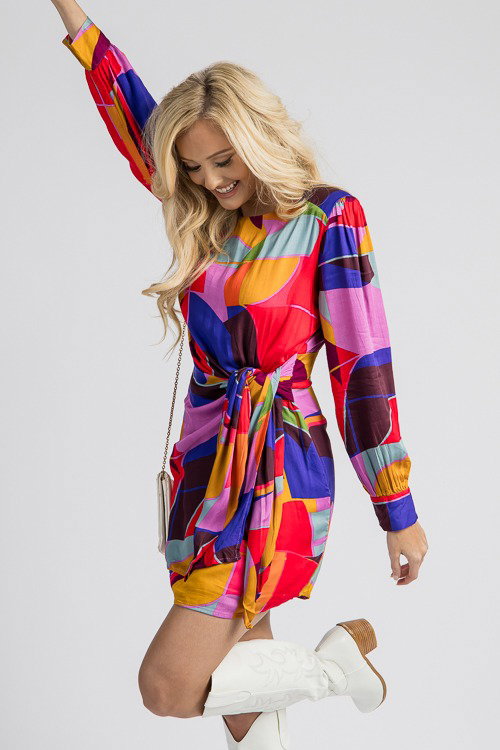 Multi Mosaic Wrap Dress - New Arrivals - The Blue Door Boutique