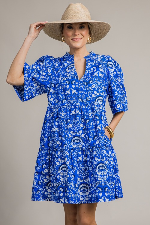 Dixie Floral Dress, Blue White - New Arrivals - The Blue Door Boutique