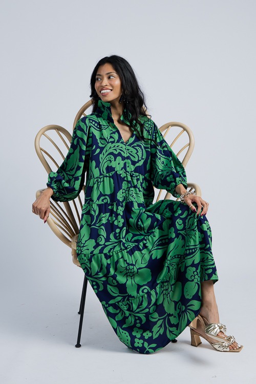 Alma Floral Mix Midi, Navy - New Arrivals - The Blue Door Boutique