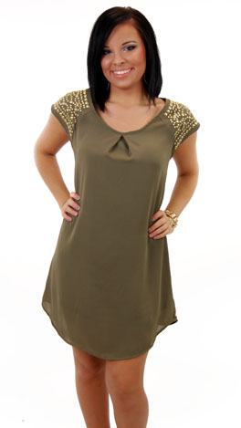 Olive Branch Shift Dress - Dresses - The Blue Door Boutique