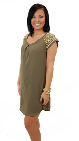 Olive Branch Shift Dress - Dresses - The Blue Door Boutique