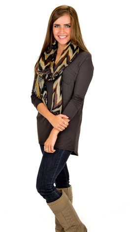 Angled Pocket Tee, Brown - Tops - The Blue Door Boutique