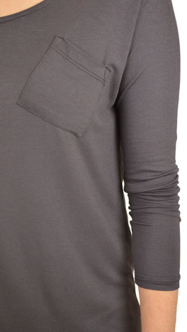 Angled Pocket Tee, Brown - Tops - The Blue Door Boutique