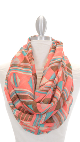 Pyramid Scarf Coral - Accessories - The Blue Door Boutique