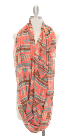 Pyramid Scarf Coral - Accessories - The Blue Door Boutique