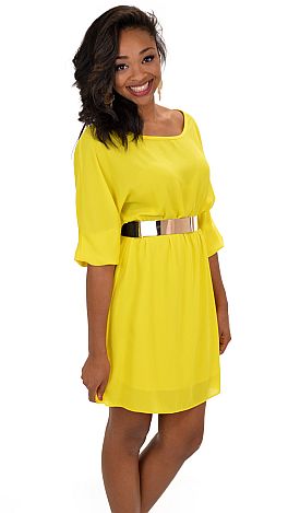 Solid Ground Dress, Lemon - Dresses - The Blue Door Boutique