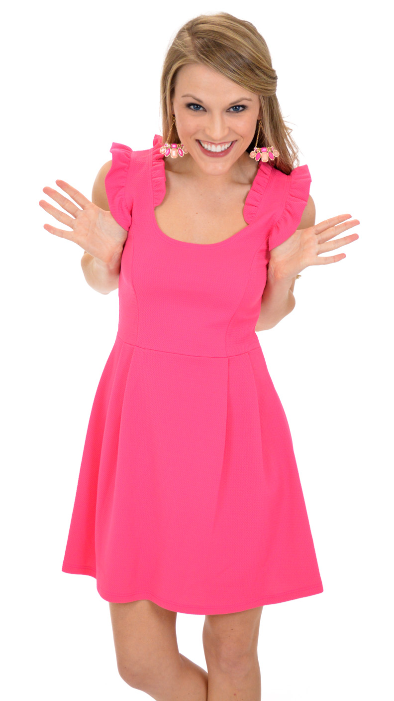 Ruffle Up Dress, Pink - Dresses - The Blue Door Boutique