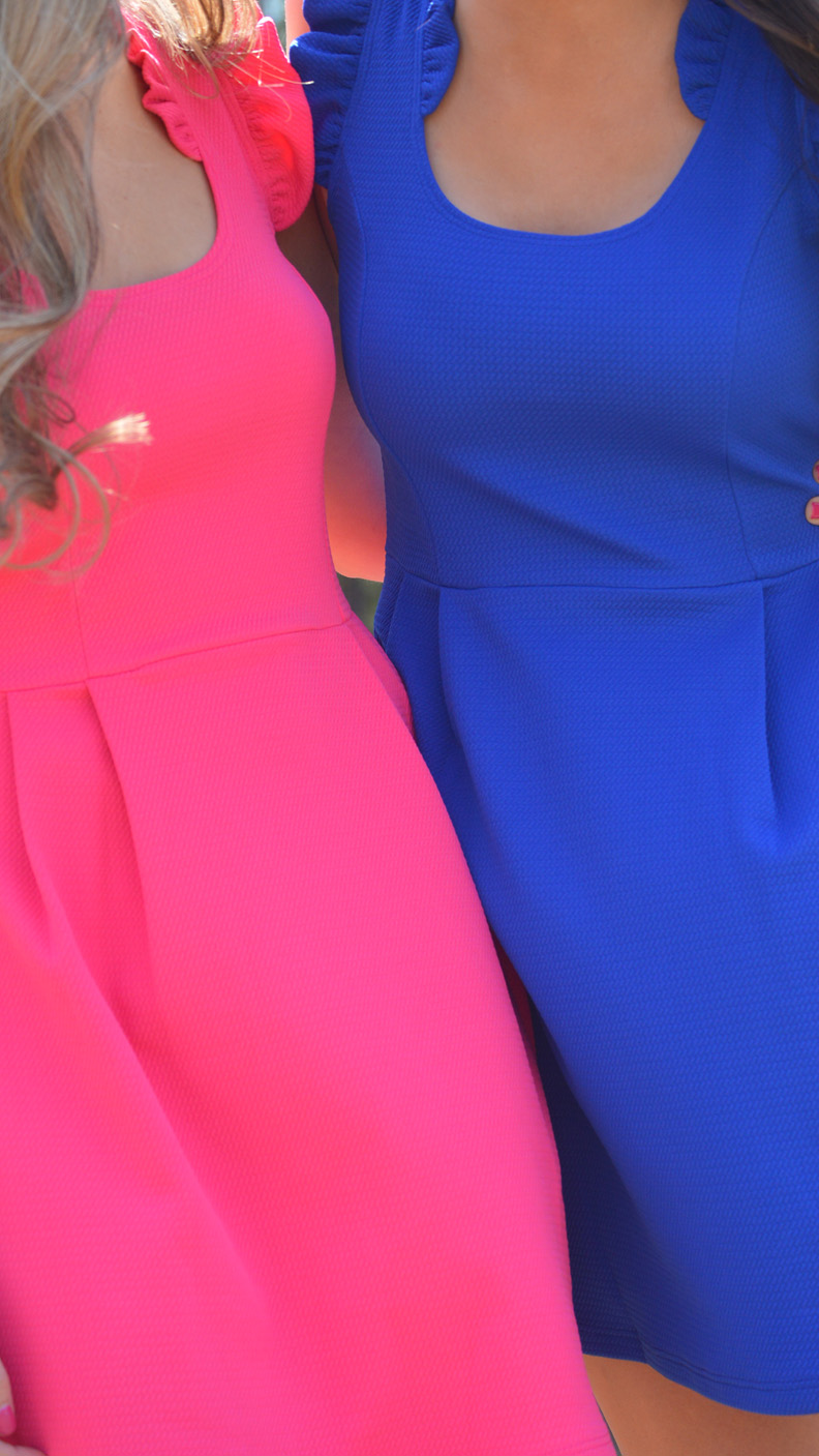 Ruffle Up Dress, Royal - Dresses - The Blue Door Boutique