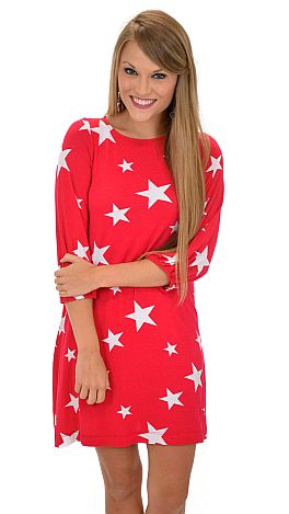 Basic Boatneck, Red Star - Dresses - The Blue Door Boutique