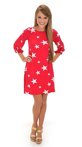 Basic Boatneck, Red Star - Dresses - The Blue Door Boutique