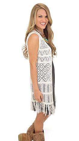Fringe at Last Vest, Cream - Tops - The Blue Door Boutique