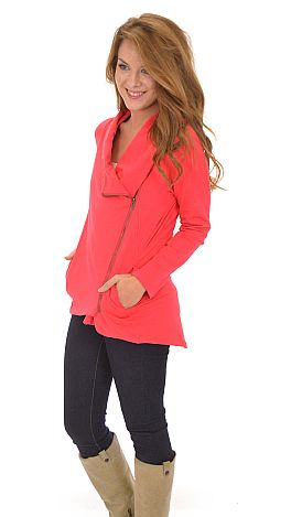 Weekender Jacket, Coral - The Blue Door Boutique