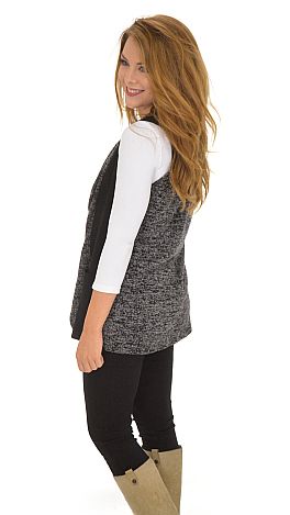 Salt and Pepper Vest - Tops - The Blue Door Boutique