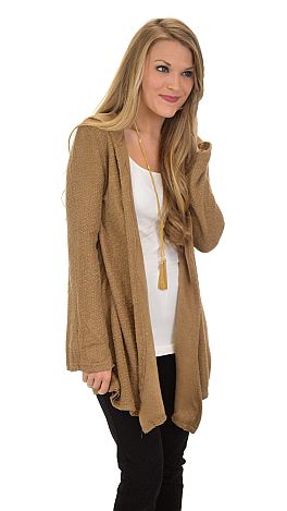 Caramel Boucle Cardigan - Tops - The Blue Door Boutique