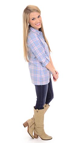 Spring Flannel Shirt - Tops - The Blue Door Boutique