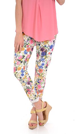 Suki Cropped, Floral - Bottoms - The Blue Door Boutique