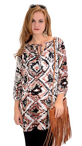 Aztec Dreaming Tunic - SALE - The Blue Door Boutique